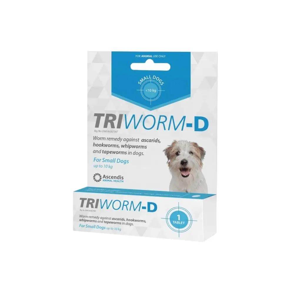 Triworm-D Blue Small Dog 1 Tablet Up To 10kg Dogs Deworming Treatment ...